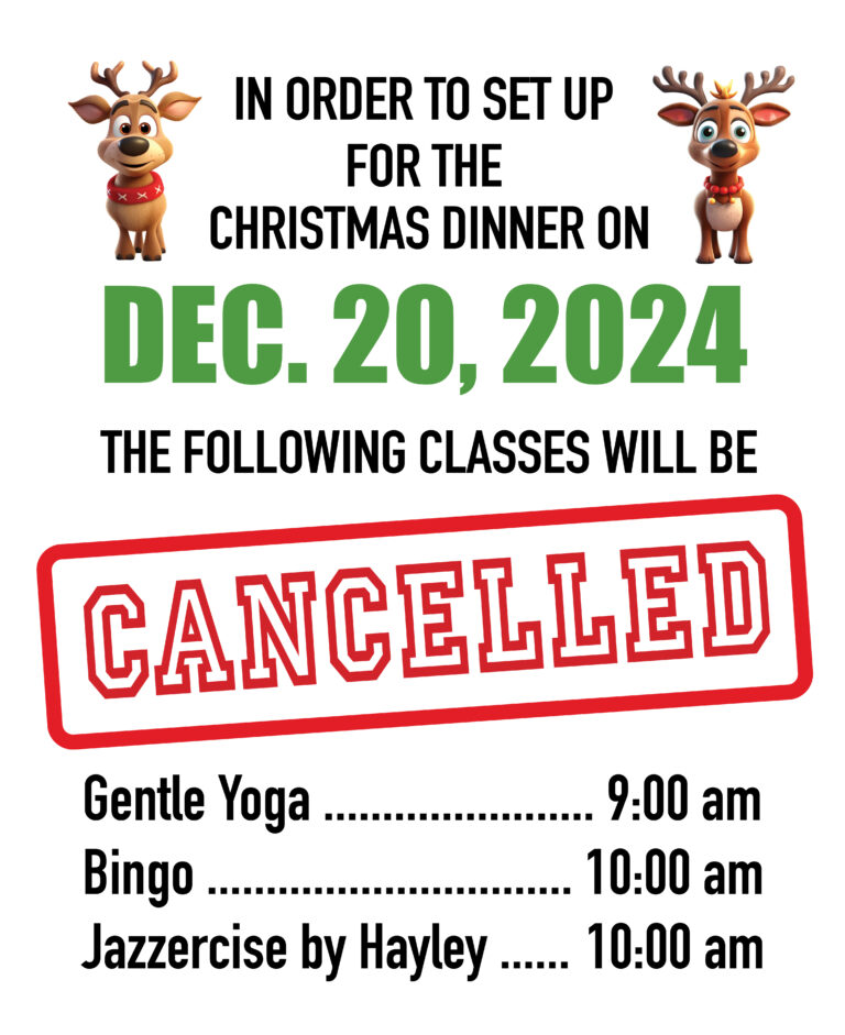 Classes Cancelled…. | St. George Utah Senior Citizen Center